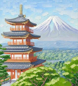 Solve Paesaggio del Giappone con pagoda jigsaw puzzle online with 42 pieces