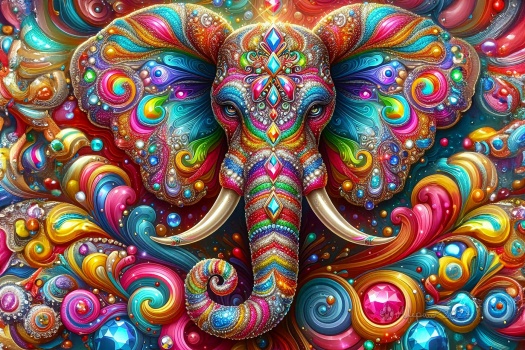 Solve Bing AI Multicolored elephant in psychedelic colors jigsaw puzzle ...