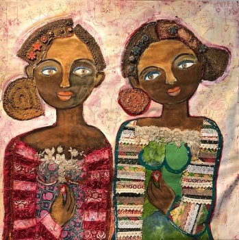 Solve Folk Art - Artist Sandra Dooley jigsaw puzzle online with 49 pieces