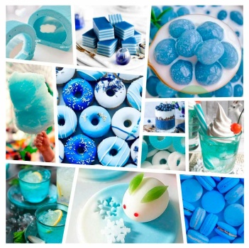 Solve Blue yummies collage 💙 jigsaw puzzle online with 100 pieces