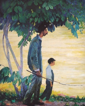 Solve James R. Hopkins (American, Fisherman and Boy (ca 1915–19) jigsaw ...