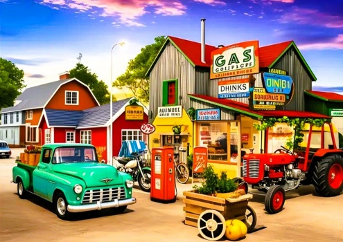 Solve 00326 - Gas Station jigsaw puzzle online with 140 pieces