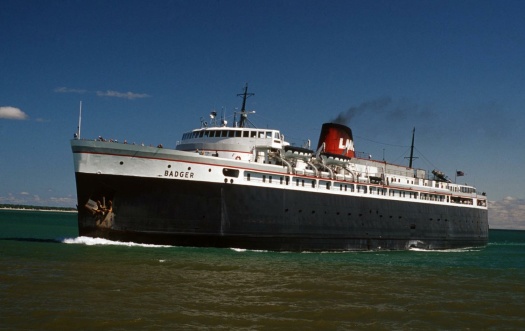 Solve Lake Michigan Carferry SS Badger jigsaw puzzle online with 77 pieces