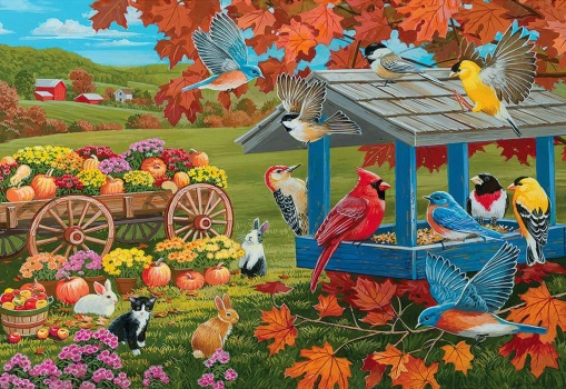 Solve PUZZLE - Fall Feeder And Harvest jigsaw puzzle online with 48 pieces