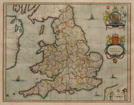 Solve old map of England by Blaeu (1649) jigsaw puzzle online with 320 ...