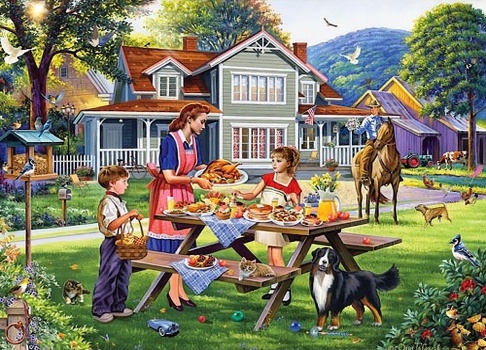 Solve End of Summer Picnic jigsaw puzzle online with 88 pieces