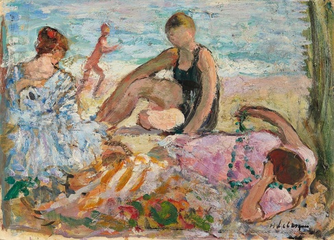 Solve Henri Lebasque (French, 1865-1937) Women resting on the beach (Femmes se reposant sur la ...