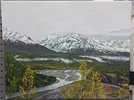 Solve Beautiful painting of Alaska mountains jigsaw puzzle online with ...