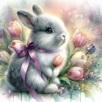 Solve flower bunny jigsaw puzzle online with 256 pieces