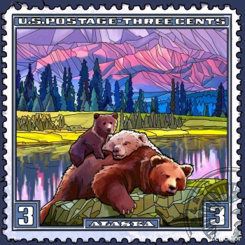 Solve Vintage postage stamp--Alaska jigsaw puzzle online with 100 pieces