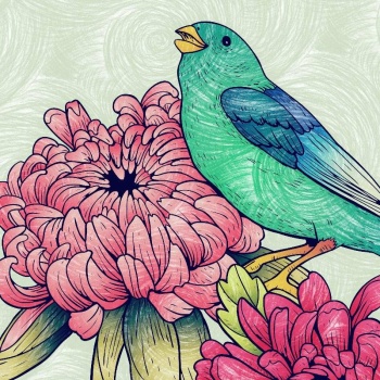 Solve Bird and flower jigsaw puzzle online with 169 pieces