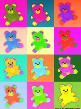 Solve Teddy bear color squares 🧸 jigsaw puzzle online with 99 pieces