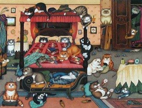 Solve Bedroom Bedlam jigsaw puzzle online with 30 pieces