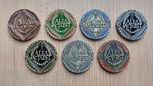 Solve ALEA IACTA EST Geocoins - Front side jigsaw puzzle online with ...