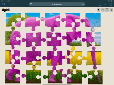 Solve Pink elephant Jigidi jigidi’d. jigsaw puzzle online with 63 pieces