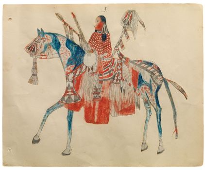 Solve Crow Man on Horseback ~ unnamed Crow ledger artist, c. 1890 ...