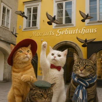 Solve Mozart Cats jigsaw puzzle online with 64 pieces