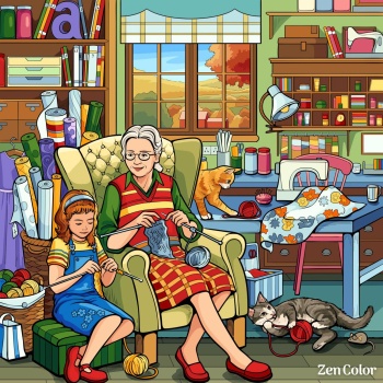 Solve Teach me to knit grandma jigsaw puzzle online with 600 pieces