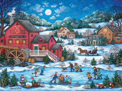 Solve Skating at Fox Mill Pond jigsaw puzzle online with 130 pieces
