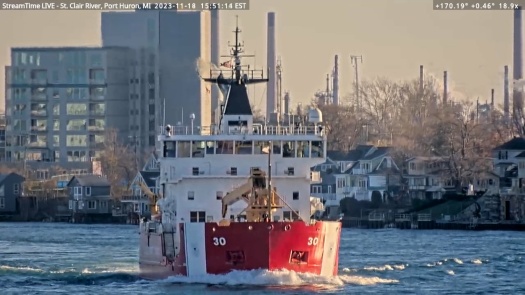 Solve USCGC Mackinaw, Port Huron 11-18-23 jigsaw puzzle online with 66 ...