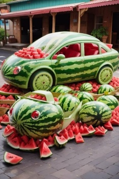Solve Watermelon car... jigsaw puzzle online with 70 pieces