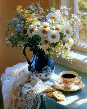 Solve Flower filled jug on a windowsill jigsaw puzzle online with 130 ...
