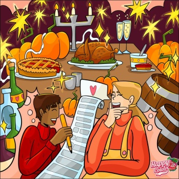 Solve Planning Thanksgiving Dinner jigsaw puzzle online with 64 pieces