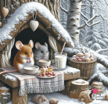 Solve Mouse House In Winter - AI art jigsaw puzzle online with 49 pieces