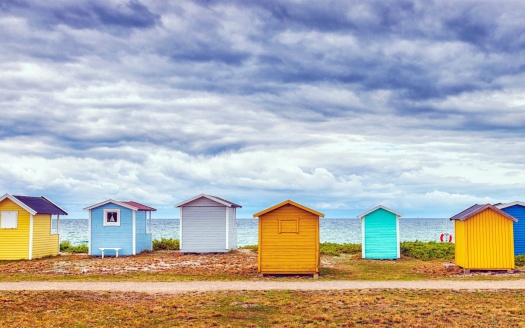 Solve Sweden_Bathing_Huts_Beach_Skane jigsaw puzzle online with 160 pieces
