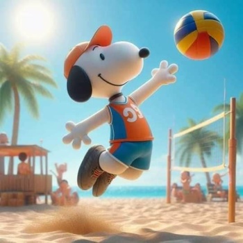 Solve Snoopy Volleyball jigsaw puzzle online with 81 pieces