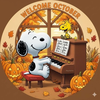 Solve Snoopy Plays Piano to Welcome October jigsaw puzzle online with ...