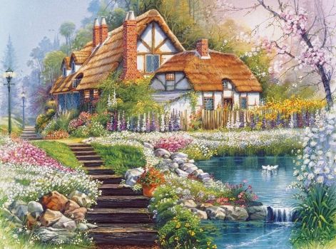 Solve castorland-puzzle-cottage-with-swans-3000-parca-puzzle-9896-jpg ...