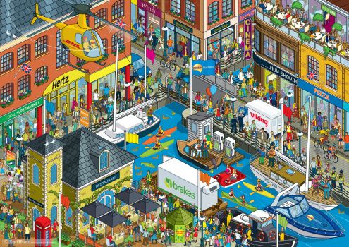 Solve Crowded town (small) jigsaw puzzle online with 140 pieces