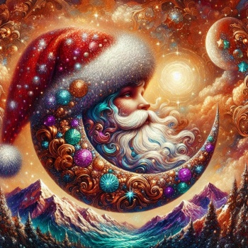 Solve half moon wearing a Santa's hat (style-Baroque) jigsaw puzzle ...