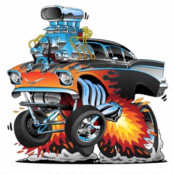 Solve 57 chevy cartoon jigsaw puzzle online with 400 pieces