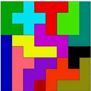 Solve Fun colorful shapes jigsaw puzzle online with 49 pieces
