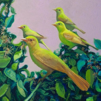 Solve Luminous Lemon Finches jigsaw puzzle online with 64 pieces