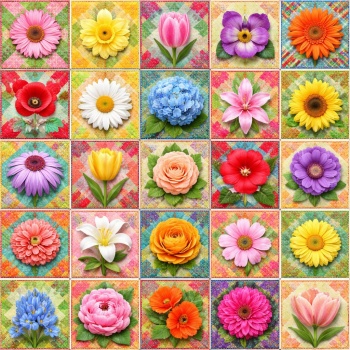 Solve Spring flower patterns jigsaw puzzle online with 49 pieces