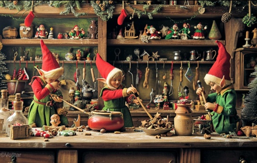 Solve Elves in Santa's Workshop jigsaw puzzle online with 12 pieces