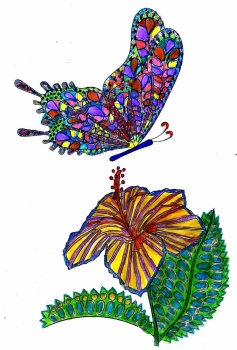 Solve Insects Coloring Butterfly jigsaw puzzle online with 150 pieces