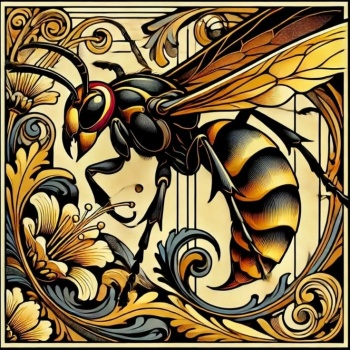 Solve Insect Art Nouveau - Bee 1 (Resize: 9 - 144 Pieces) jigsaw puzzle ...
