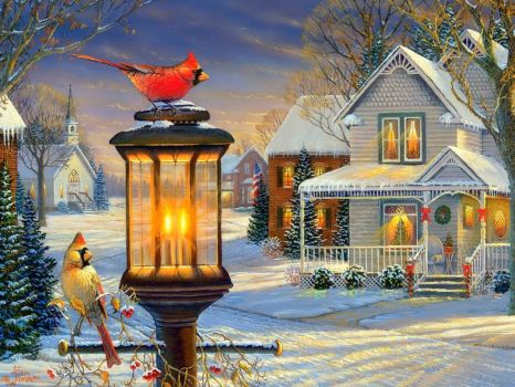 Solve Christmas Cardinals in Winter by Sam Timm jigsaw puzzle online ...