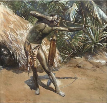 Solve A Pygmy hunting jigsaw puzzle online with 64 pieces