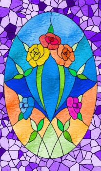 Solve Stained Glass Oval (3) J jigsaw puzzle online with 40 pieces