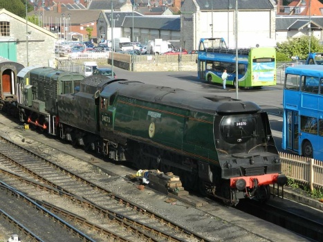 Solve SR Unrebuilt Battle of Britain Class 34070 Manston at Swanage ...