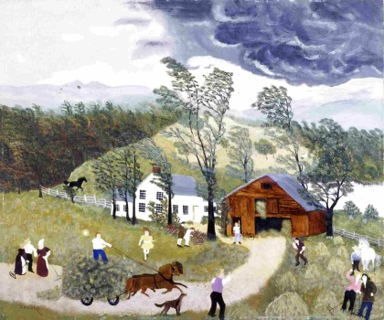 Solve Thunderstorm_grandma+moses+paintings jigsaw puzzle online with 56 ...