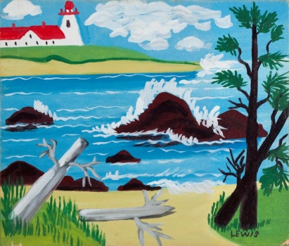 Solve Condon Lighthouse by Maud Lewis jigsaw puzzle online with 72 pieces