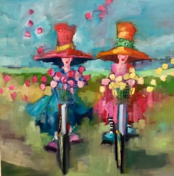 Solve Angela Morgan Artwork - 'Bike Ride!' jigsaw puzzle online with 49 ...