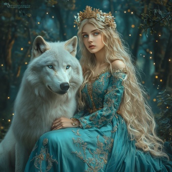 Solve Princess and Majestic Wolf in Enchanted Forest jigsaw puzzle ...