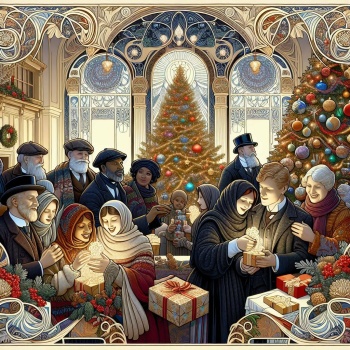Solve Mucha's style (Christmas) #1 jigsaw puzzle online with 144 pieces